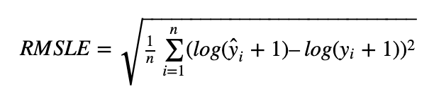 RMSE Root Mean Squared Error RMSLE Root Mean Squared Logarithmic 
