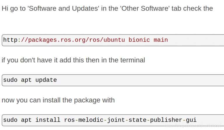 ROS cannot download ROS melody joint state publisher GUI reference ...