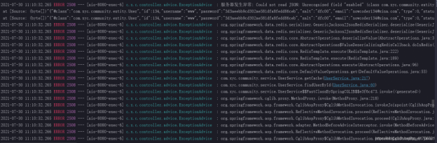 Redis Reports An Error When Integrating Springsecurity Could Not Read Json Unrecognized Field