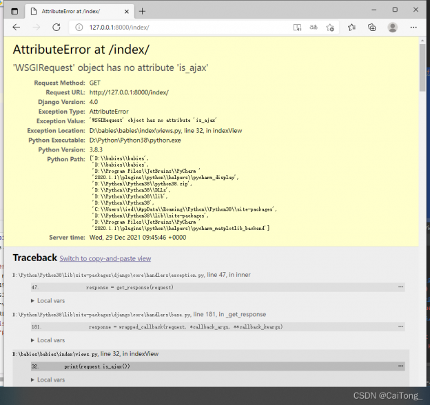 [Solved] Django Error: Attributeerror: ‘wsgirequest’ object has no attribute ‘is_ajax ...